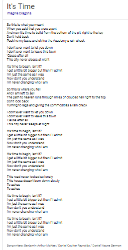 Imagine Dragons Its Time Lyrics